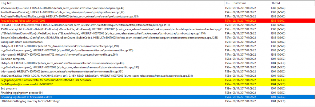 Task Sequence error: La secuencia de tareas se pare y reinica el PC ...